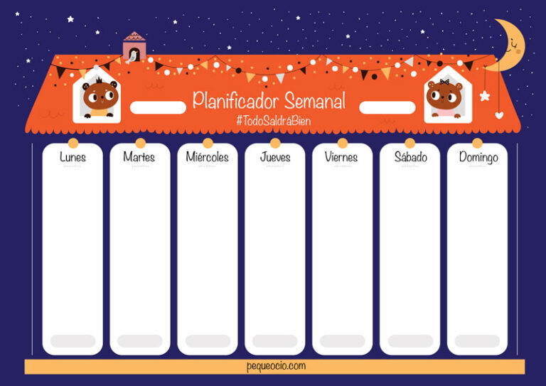 Planificador Semanal para niños (actividades durante la cuarentena ...