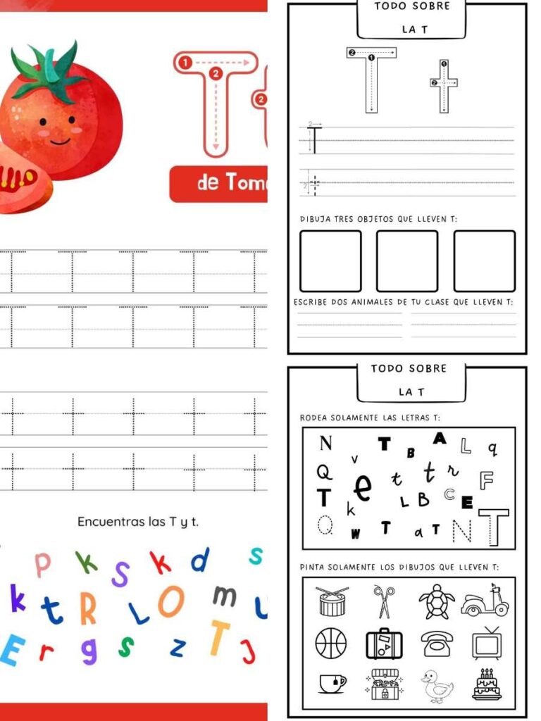 Palabras con T: +400 ejemplos (con actividades) - Pequeocio