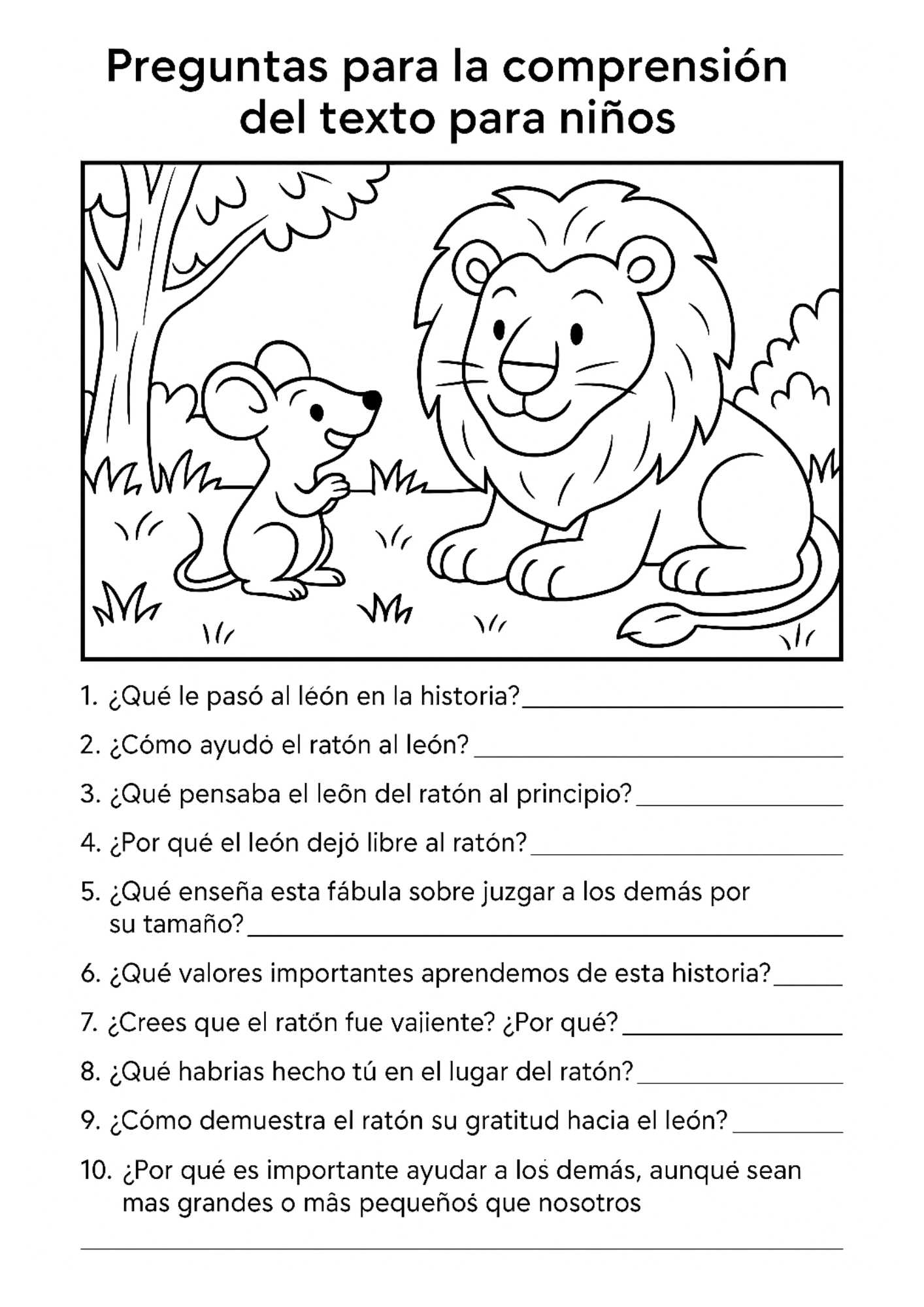 Fábulas cortas para niños. El león y el ratón - Pequeocio