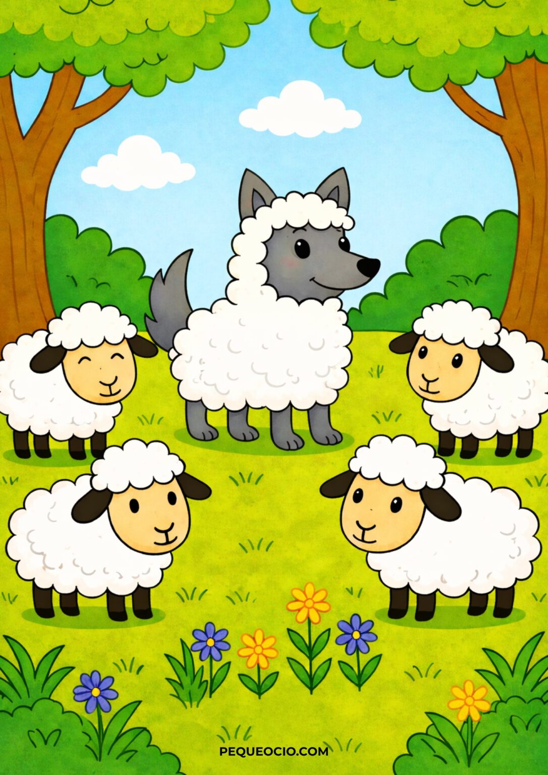 Fábulas cortas para niños: El lobo con piel de oveja - Pequeocio