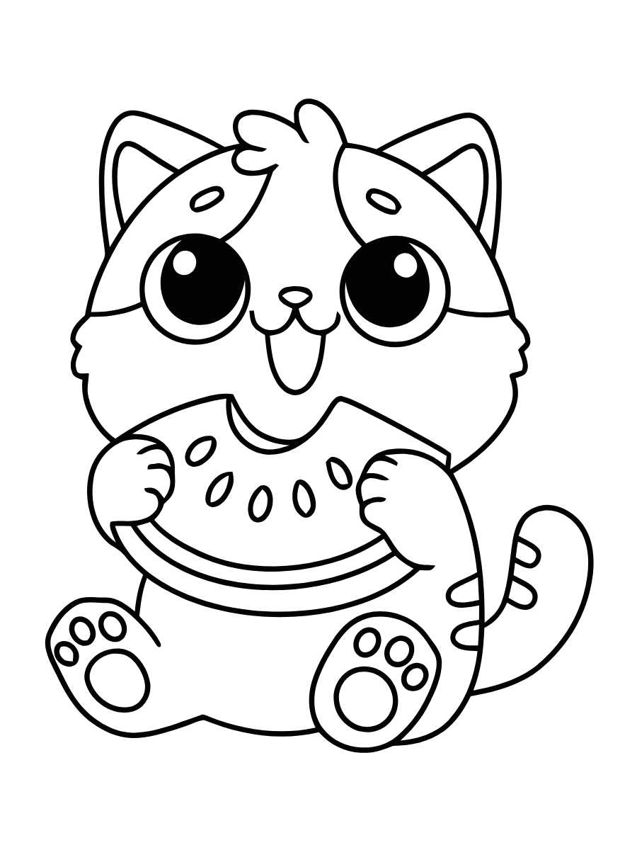 Dibujo De Gato Comiendo Pequeocio