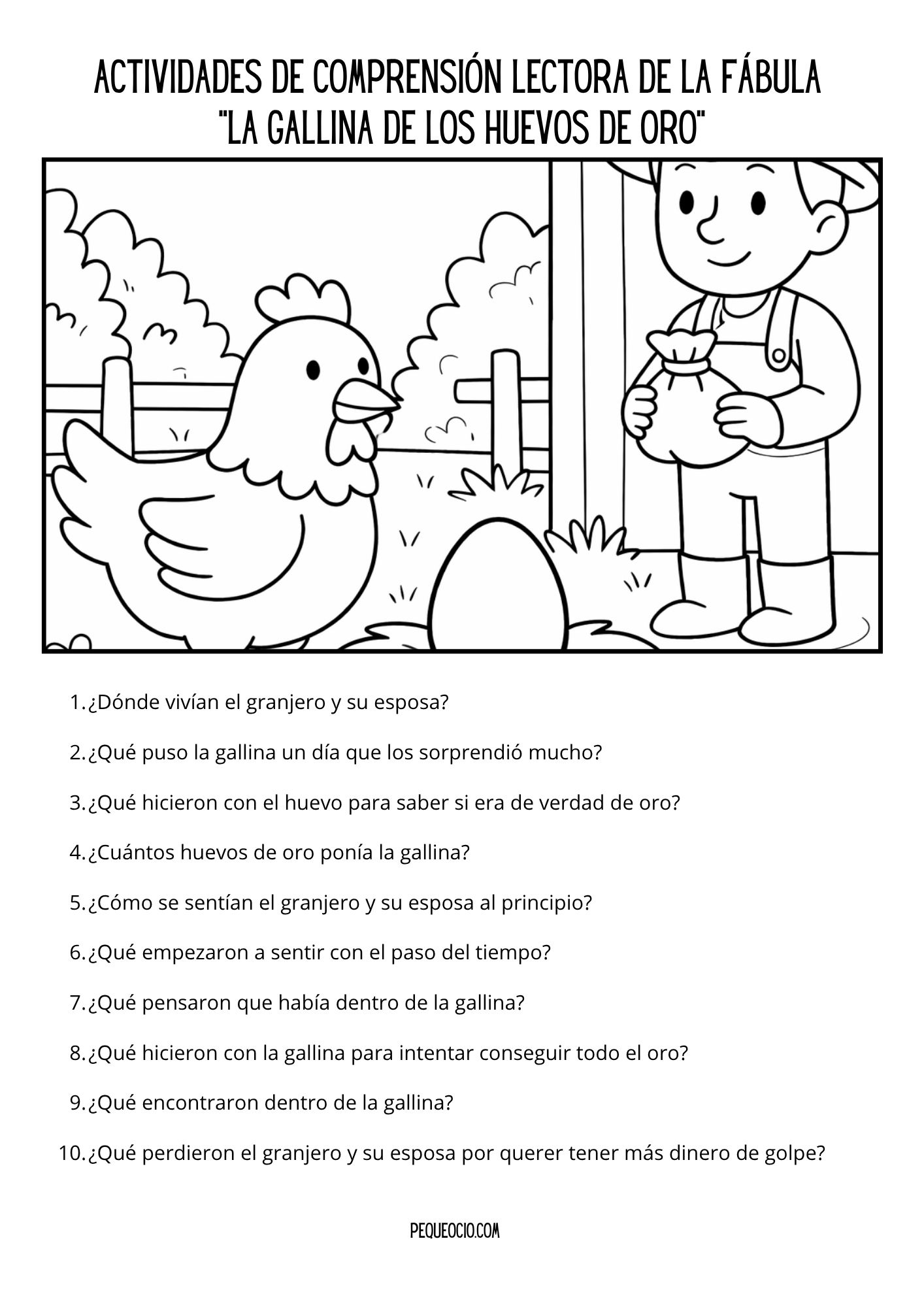 "La gallina de los huevos de oro". Fábula y actividades para niños ...
